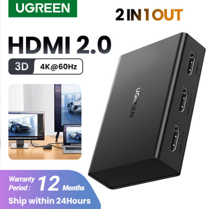 UGREEN 4k 60HZ HDR 1 in 2 out HDMI splitter Dual simultaneous Display for laptop，PS5， Switch ...