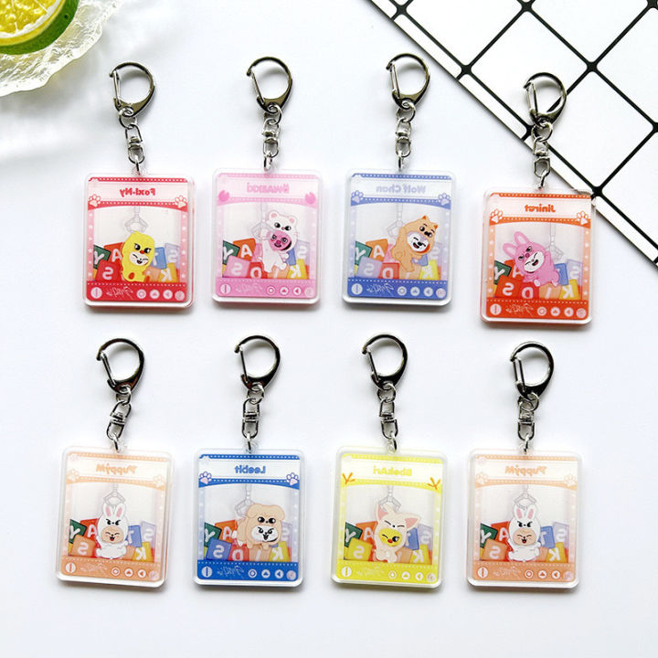 Kpop Stray Kids 2024 SKZ TOY WORLD Acrylic Reversible Bag Keychain SKZ ...