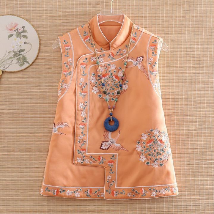 UNIKIKI Chinese Style Plus Cotton Vest 2023 Heavy Embroidery Vintage ...