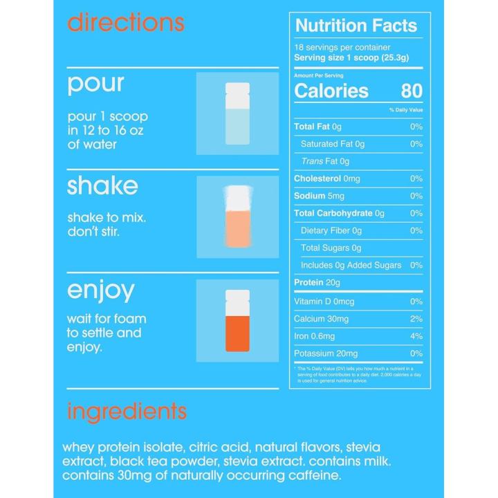 Clear Protein Powder, Peach Tea 20g Protein Grass-Fed Whey Isolate ...