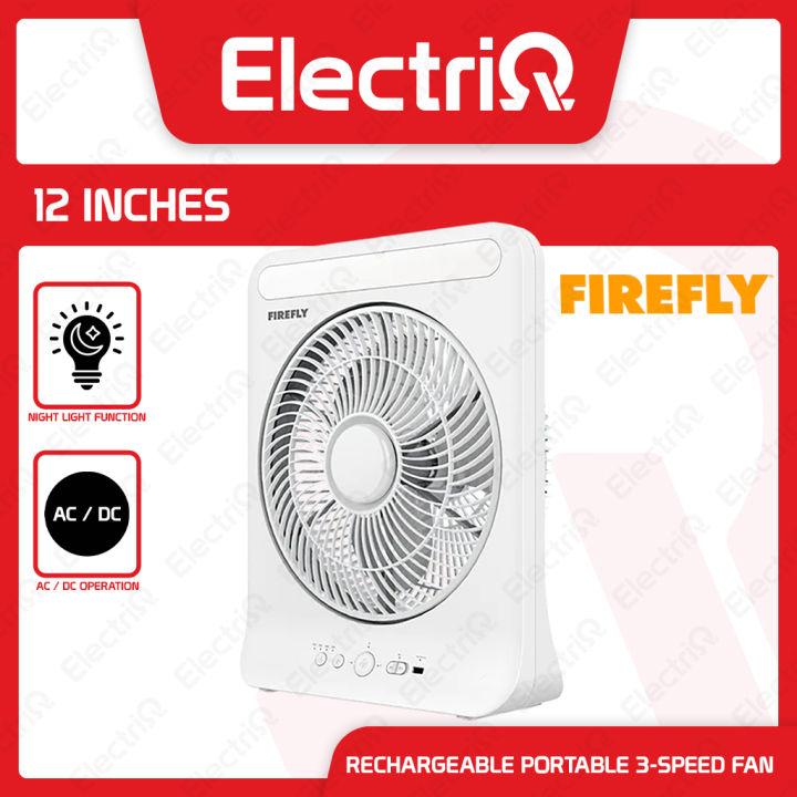 Electriq l Firefly 12-inches Rechargeable Portable 3-Speed Fan with ...