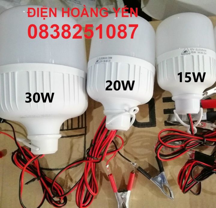 BÓNG ĐÈN LED 12V KẸP BÌNH ẮC QUY 20W 30W – CHUÔI RỜI | Lazada.vn