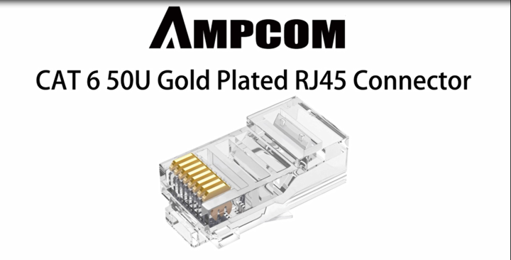 Ampcom Rj45 Connector Cat6 30μ 50μ Rj45 Modular Plug Connector Utp 50μ