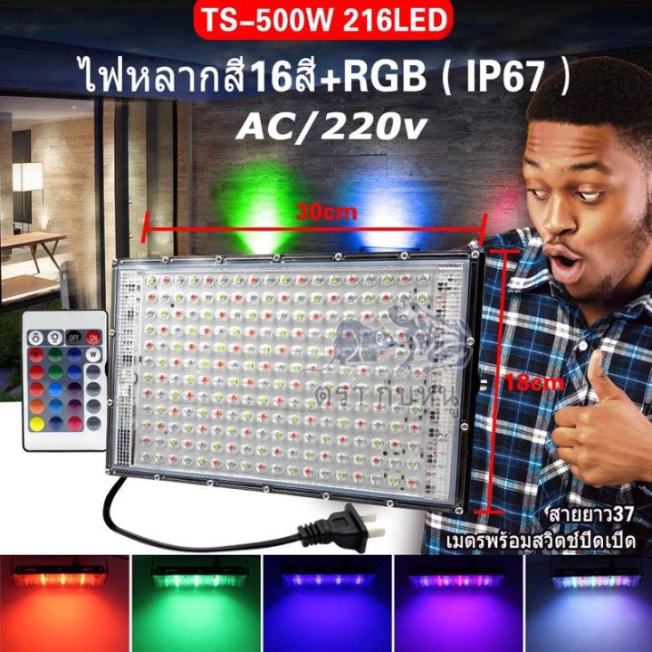 สปอร์ตไลท์ LED 100W 96LED RGB ไฟหลากสี ไฟบ้าน220 v ปรับได้ 16 สี พร้อม ...