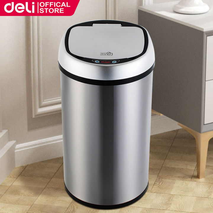 Deli 12L Garbage Bin with Sensor Smart Trash Bin with Cover Household ...