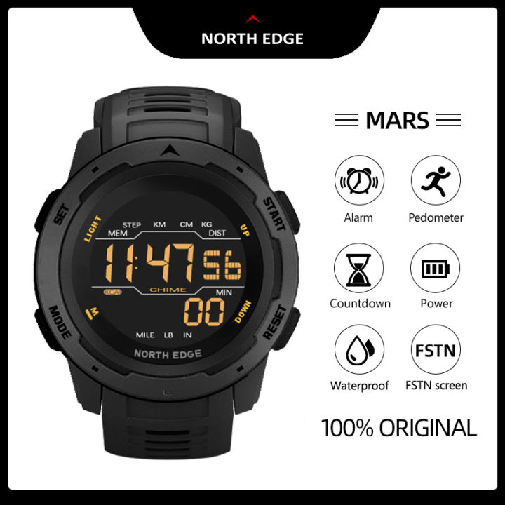 NORTH EDGE MARS original men's watch Waterproof 50M Digital Outdoor ...