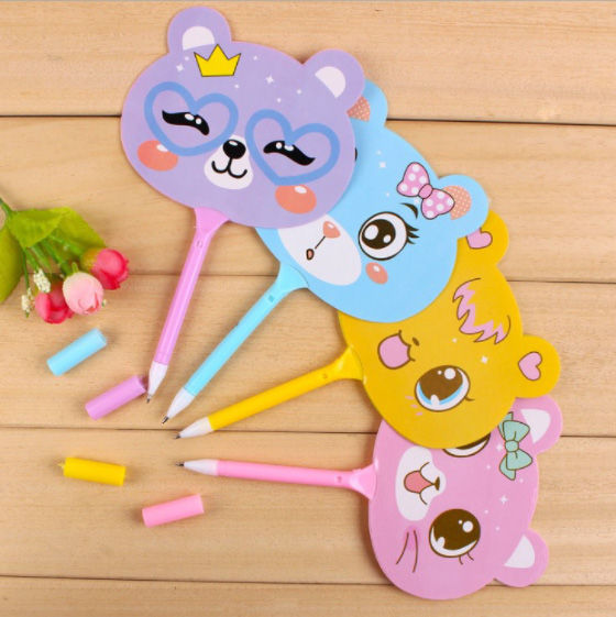 Fan style Cartoon Cat Head design Ballpoint pen ball pen funny students ...