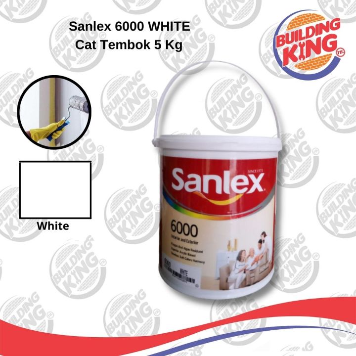 Cat Tembok SANLEX 6000 5 KG White 5kg Putih Interior dan Eksterior ...
