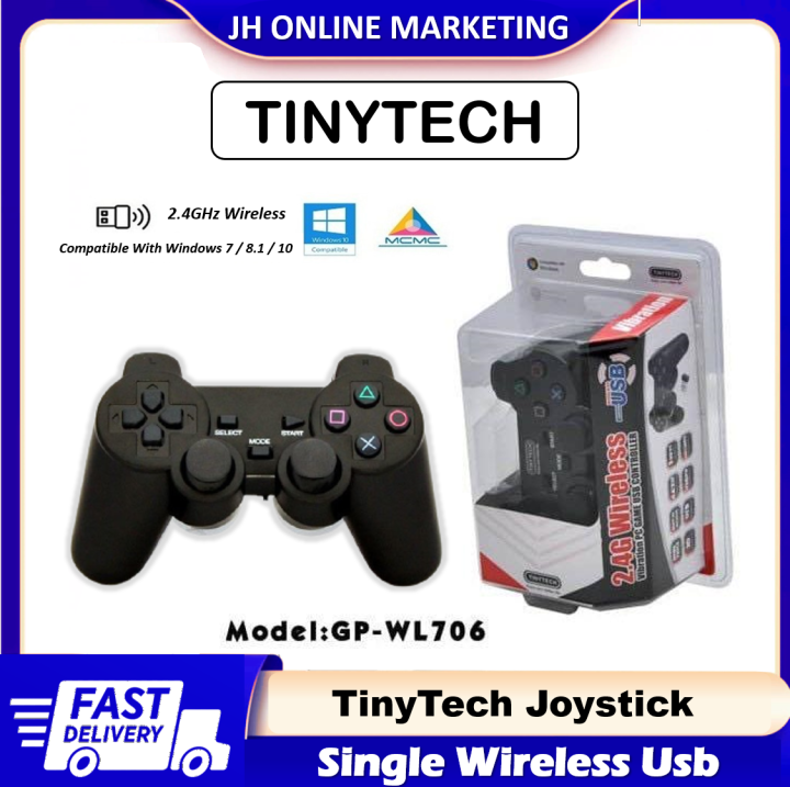 Tinytech GP-WL706 2.4GHz Wireless Vibration Gaming Joystick PC Game USB ...