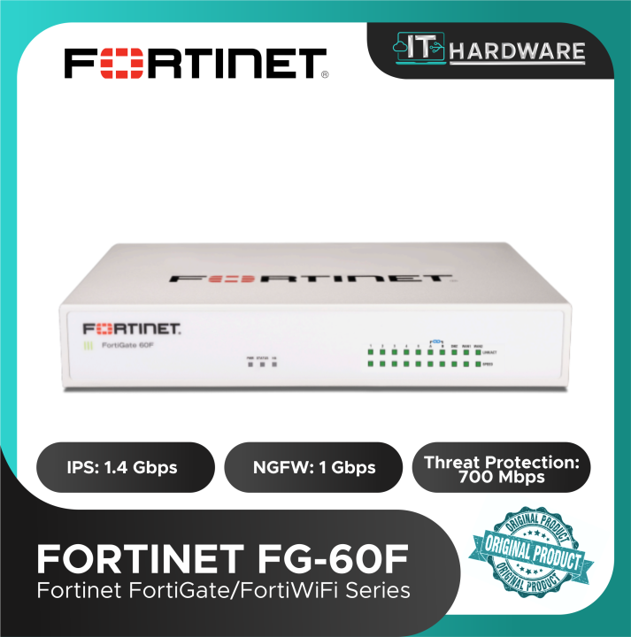 Fortinet FG-60F FortiGate (including 7 x Internal Ports, 2 x WAN Ports ...