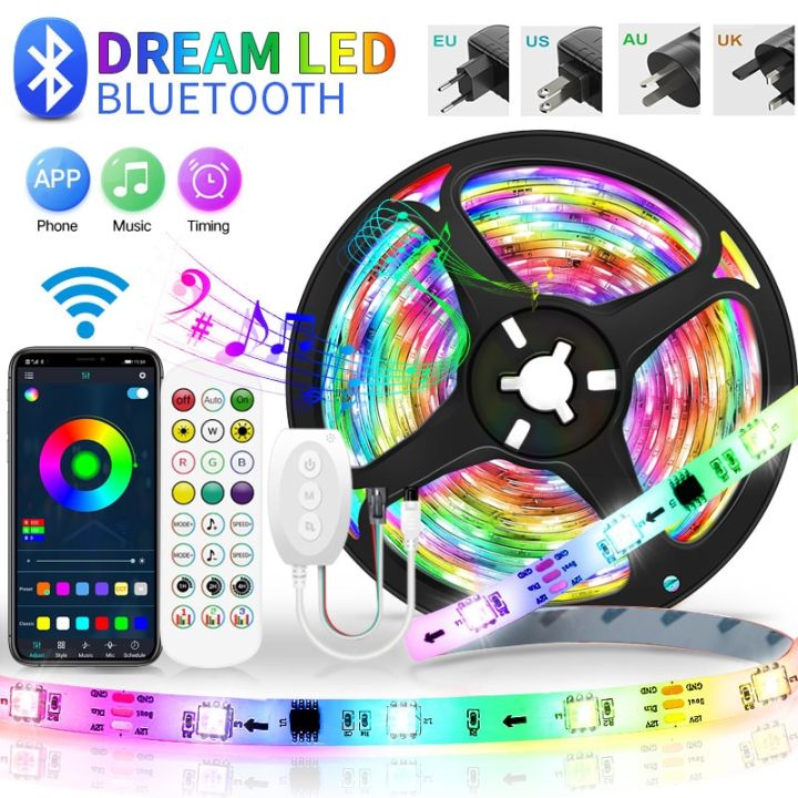 5M-20M โคมไฟแถบไฟ LED ในฝันบลูทูธ WS2812 5050ไฟ RGBIC แอดเดรสแสงสีฝันตก ...