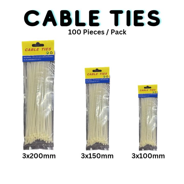 Cable Ties 100 pcs (3x100,3x150,3x200mm) | Lazada PH