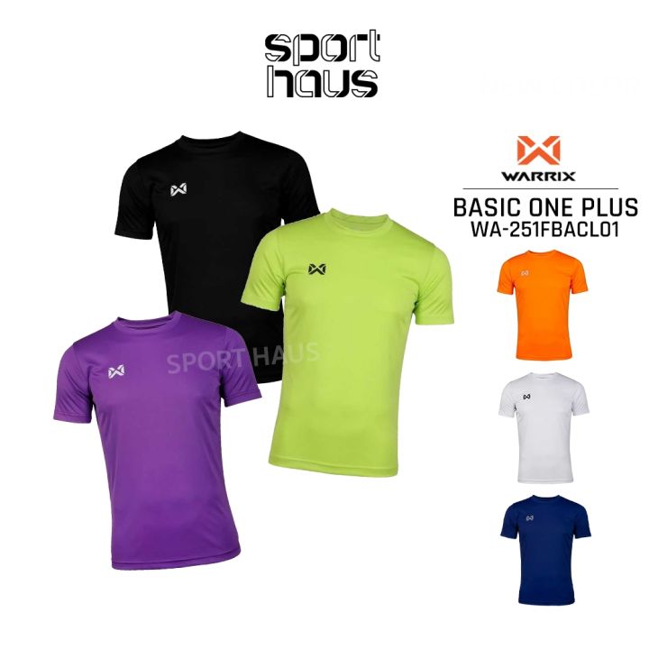 WARRIX เสื้อฟุตบอล เสื้อคอกลมสีล้วนรุ่น Basic One Plus (WA-251FBACL01) สีดำ/กรมท่า/เขียวสะท้อน ...