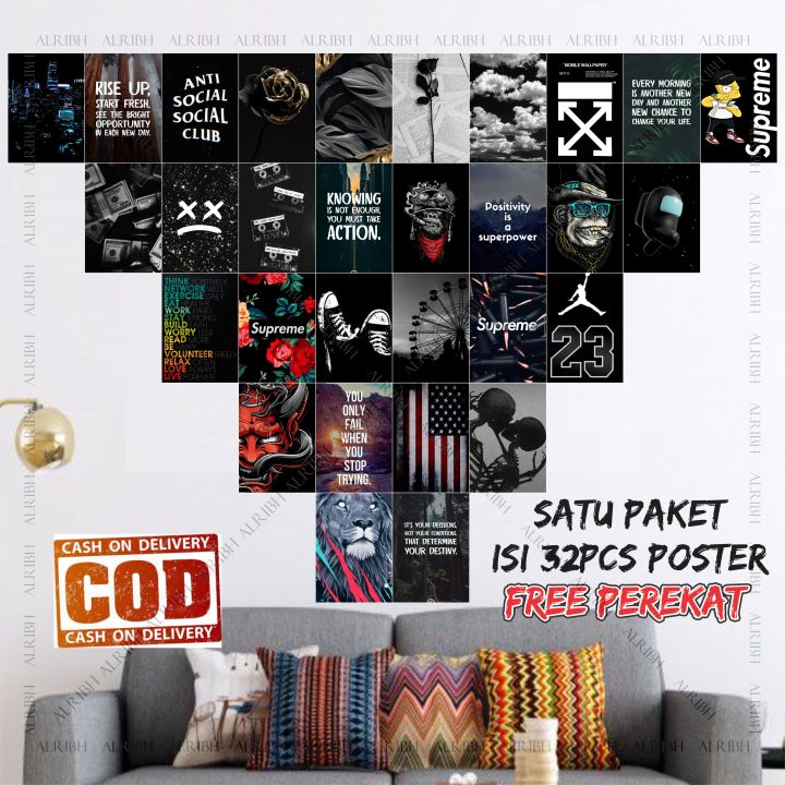 [ISI 32 PCS] Poster Dinding Kamar Black Aesthetic Ukuran A4 A5 A6 ...