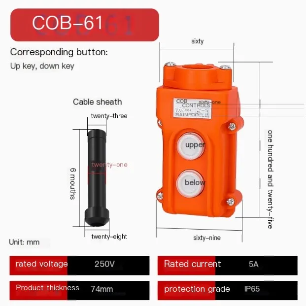 COB-61 COB-62 Button Switch Rainproof and Dustproof Lifting Control ...