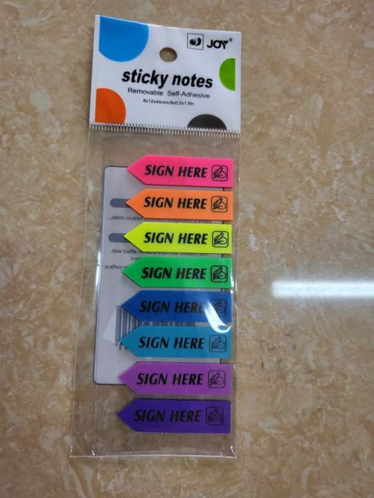 Joy Sticky Notes Stylish Film Index PET 5 in 1 Sign Here Arrow Flag ...