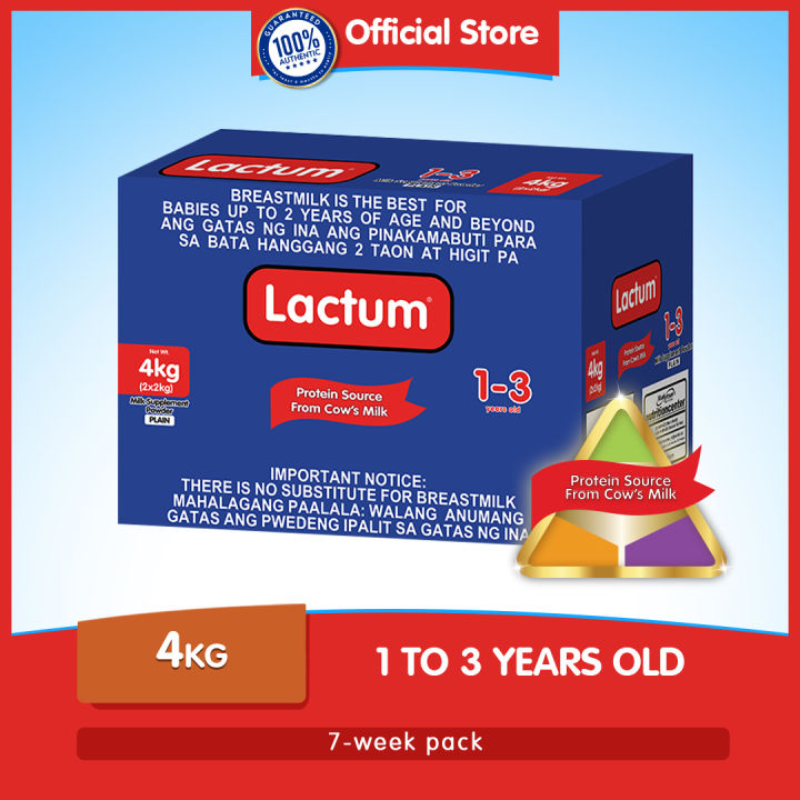 [ONLINE EXCLUSVE] Lactum for 1-3 Years Old Plain 4kg Milk Supplement Powder for Children | Lazada PH