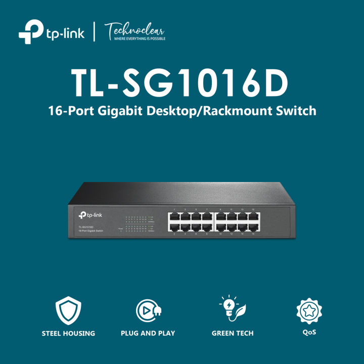 TP-LINK -TL-SG1016D 16-PORT GIGABIT DESKTOP/ RACK MOUNT SWITCH | Lazada PH