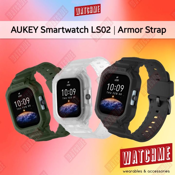 Aukey Smartwatch LS02 Armor Strap, Casio Style Design, 2in1 Full ...