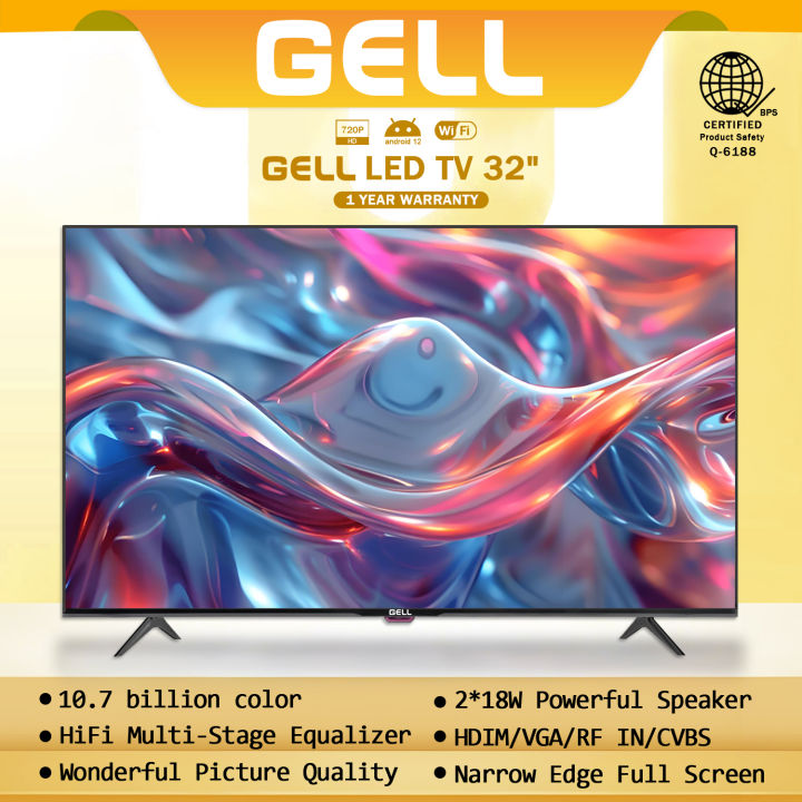 GELL 32 INCH Android Smart TV screen 32inch led tv Frameless ultra-thin ...