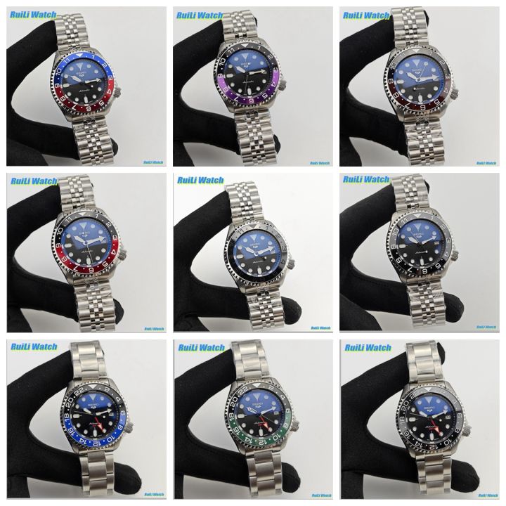 NH35 Mechanical Business Watch SK007 GMT Aqua Ghost Modified Customized ...