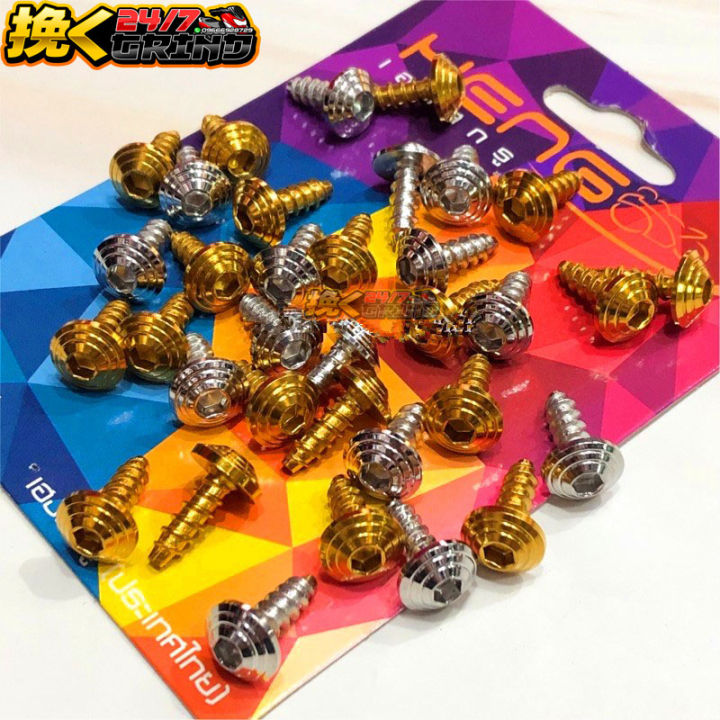 HENG 5x15 BODY BOLTS SCREW MUSHROOM TYPE SOLD PER PIECE GOLD & WHITE ...