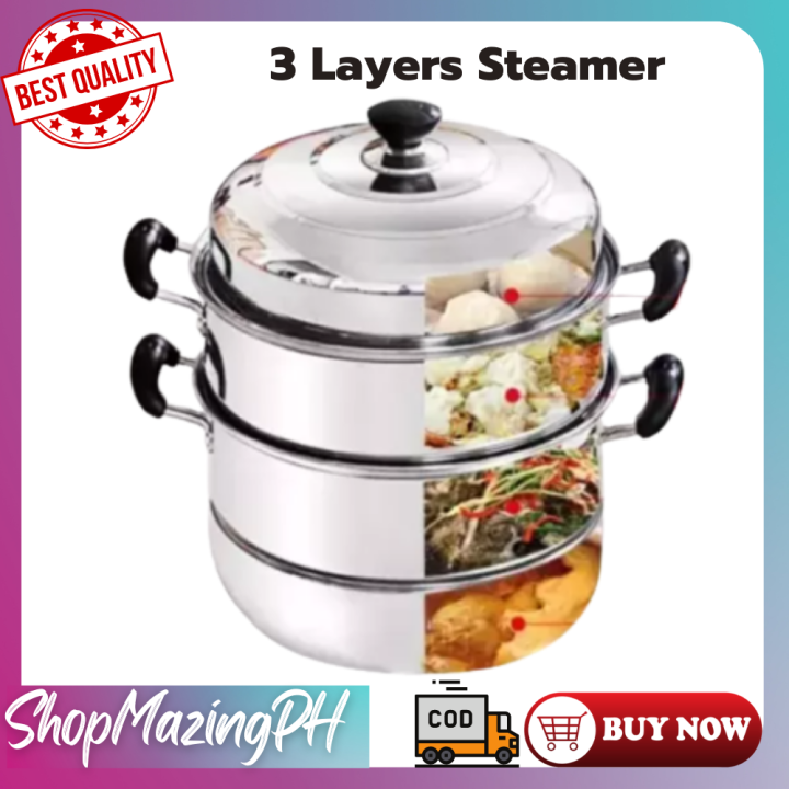 ShopMazingPH HIGH QUALITY Stainless Steel 3 Layers Steamer/ Cooking Pot ...