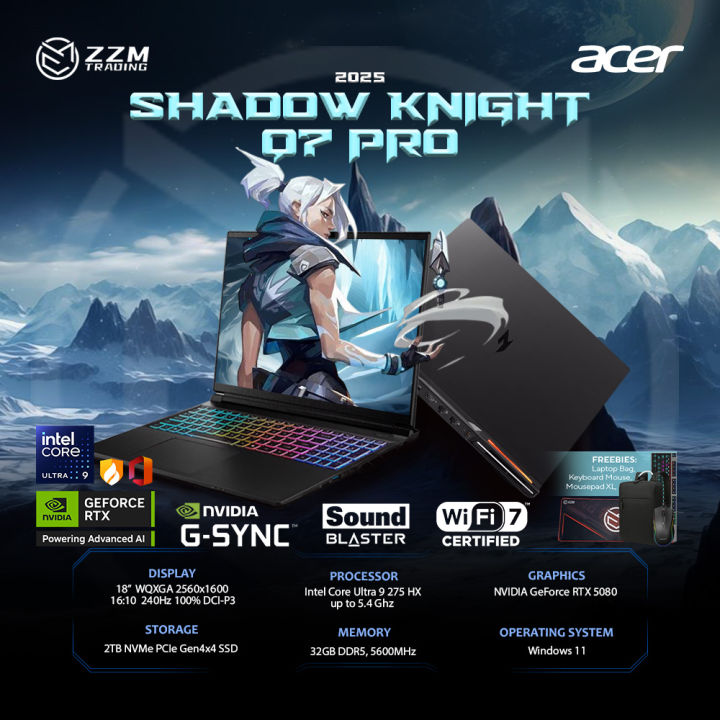 Acer Shadow Knight Q7 Pro 18" WQXGA 2.5K 240Hz Ultra 9 275HX RTX 5080 ...