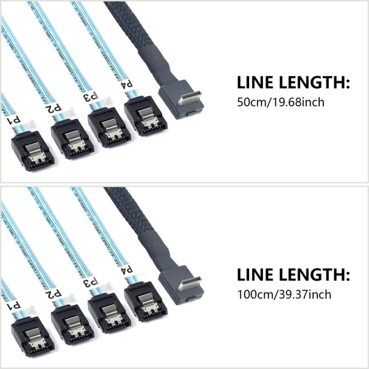 90 Degree Angled PCIe OCuLink SFF 8611 4i to 4X 7P Cable for eGPU and ...