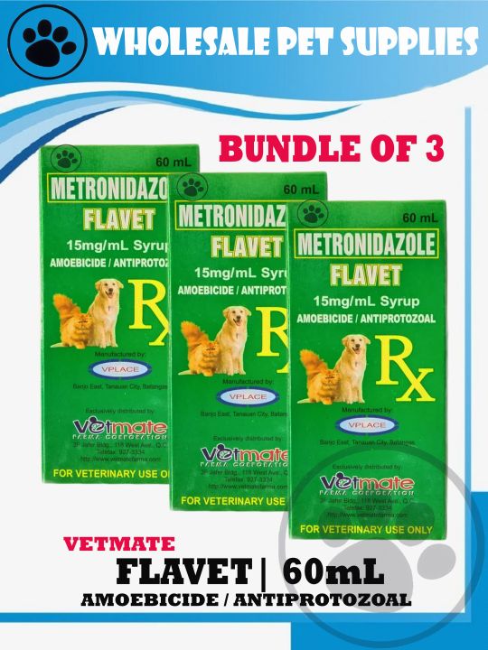 Papi Flavet (Amoebicide/Antiprotozoal) for cats and dogs BUNDLE OF 3pcs ...