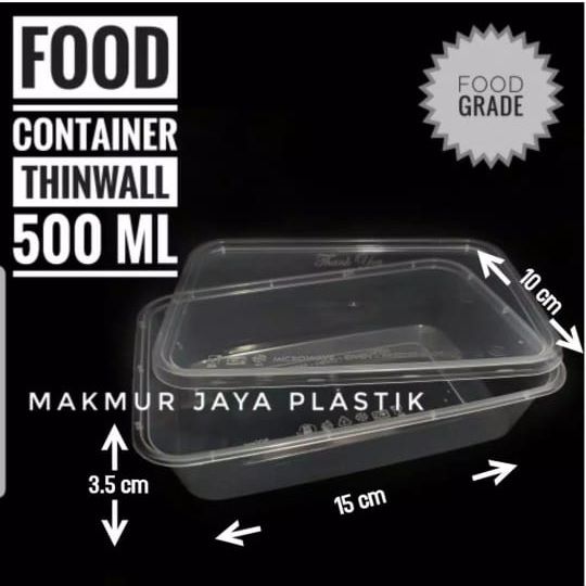 Thinwall Kotak Persegi Panjang 500 Ml Isi 25 Pc Food Container