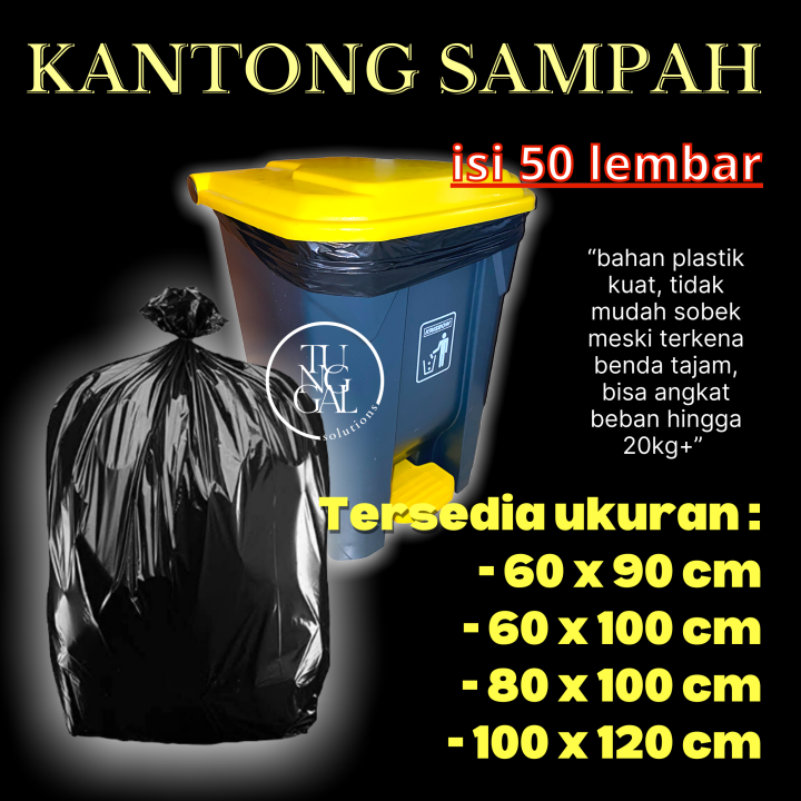 Kantong Sampah Hitam - Trash Bag Hitam. Ukuran 60x90 cm, 80x10 cm, 100x120 cm. Kresek sampah ...