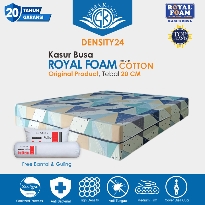 Kasur Busa ROYAL FOAM Asli Cover Katun Density 24 Tebal 20 CM Garansi ...