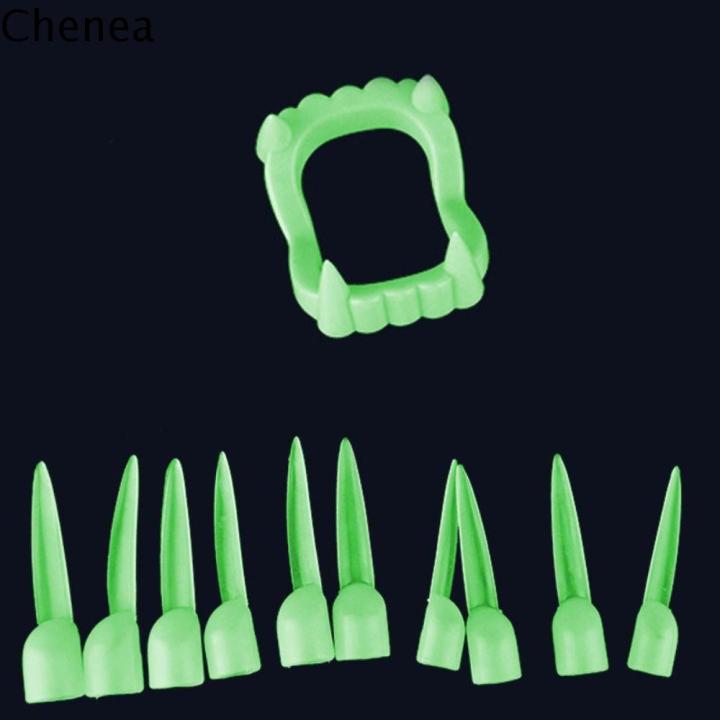 CHENEA ฟันปลอมแบบ ฟันปลอมเรืองแสง ตลกๆ เรืองแสงในที่มืด ป้องกันนิ้วมือ ...