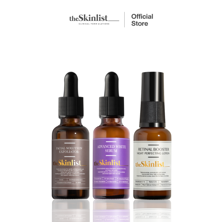 SET ฝ้า จุดด่างดำ ริ้วรอย The Skinlist Advanced White Serum + Facial Solution Exfoliator ...
