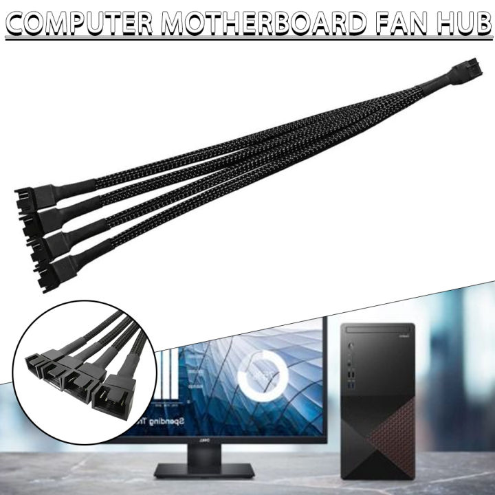 Idealhere Computer Motherboard Fan Hub Cable 4Pin PWM Temperature ...
