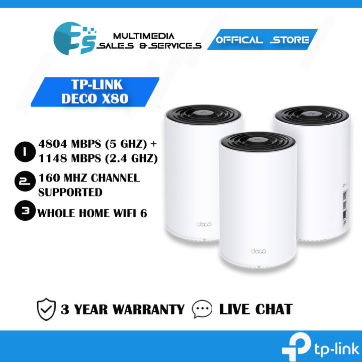 Tp-Link Deco X80 AX6000 Dual-Band Mesh WiFi 6 System ( 1Pack / 2 Pack ... Tp-Link Deco X80 AX6000 Dual-Band Mesh WiFi 6 System ( 1Pack / 2 Pack ...