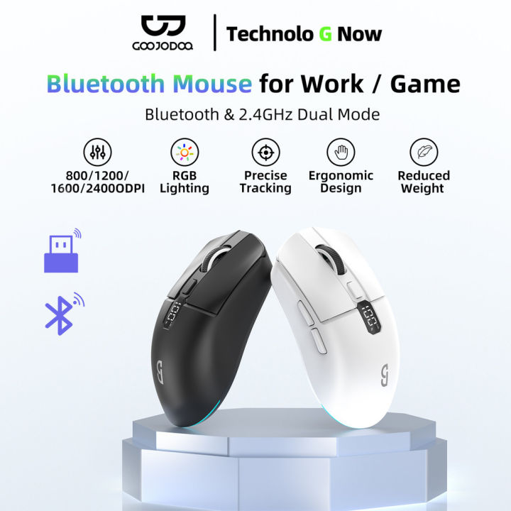 GOOJODOQ Wireless Mouse Lightweight Dual Mode Bluetooth 2.4GHz Mouse ...