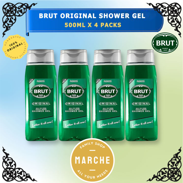 4X BRUT Original Shower Gel 500ml #Marche Family Shop# | Lazada Singapore