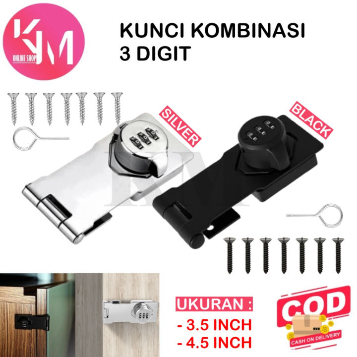 Kunci Kombinasi 3 Digit Tempat Gembok Kunci Gembok Pintu Anti Theft ...