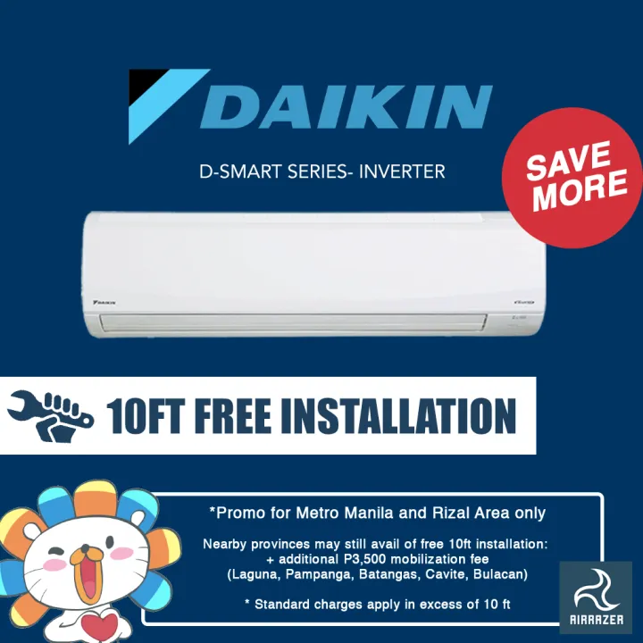 Daikin Split Type inverter Aircon 1.5HP D-Smart Series FTKQ35TVM ...