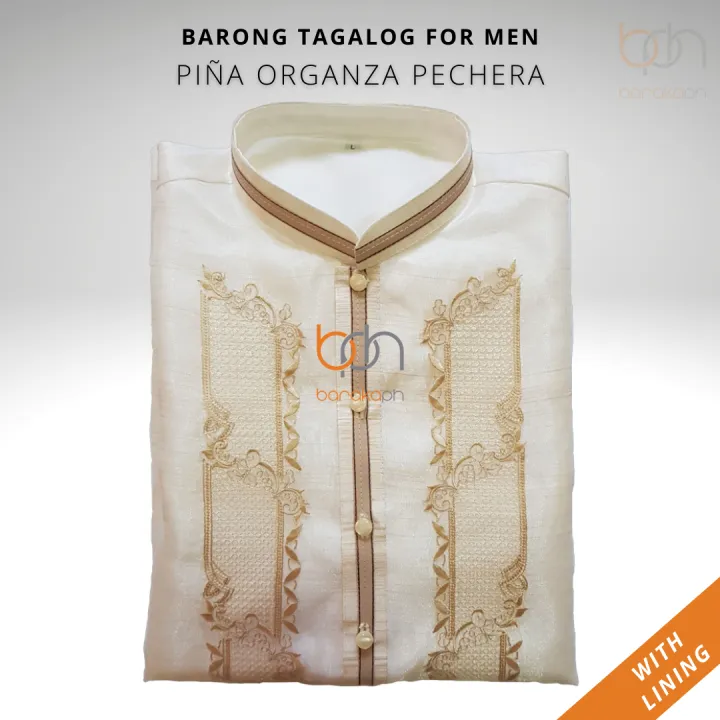 Barong Tagalog for Men Formal Piña Organza Chinese Collar, Sports ...