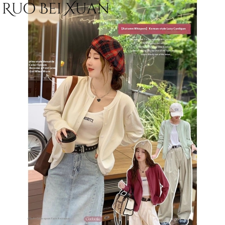 Ruo Bei Xuan เสื้อนอกสำหรับผู้หญิง,เสื้อนอกแขนยาวบางเสื้อคลุมถัก ...