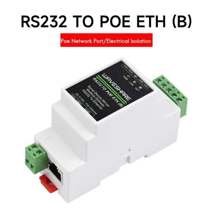 Industry Rail Type Serial Server RS232 To RJ45 Ethernet Module 300-115200Bps TCP/IP To Serial ...