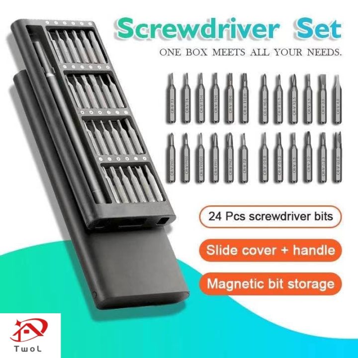 TwoL 24 in 1 New Precision Screw Multi Screwdriver Kit 60HRC Magnetic ...