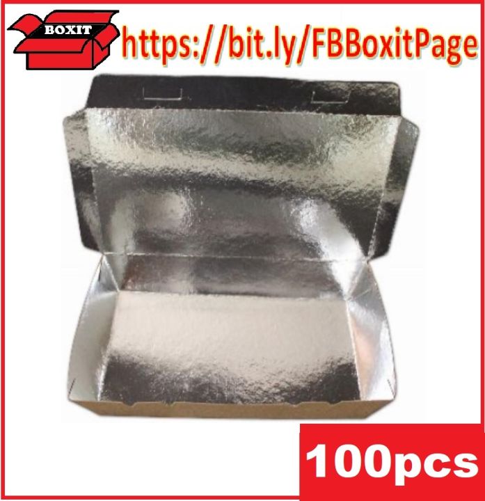 Paper Meal Box / Food Packaging / Spaghetti Box (Silver) x 100pcs ...