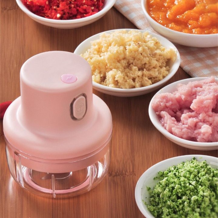 Mini Wireless Food Processor USB Rechargeable Electric Garlic Chopper ...