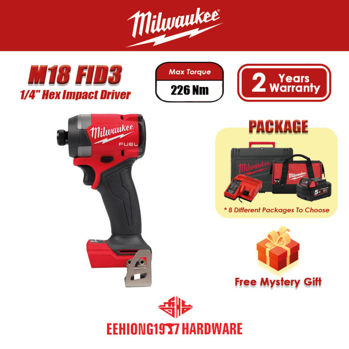 MILWAUKEE M18 FID3 M18 FUEL 1/4" Hex Impact Driver M18 FID M18FID3 M18FID Brushless Motor Heavy ...