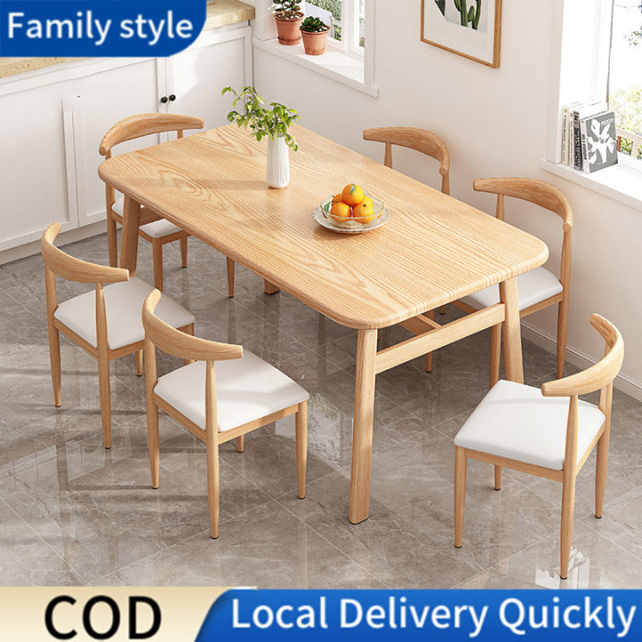 【Free Shipping】Nordic Style Dining Table, 4/6 Seat Solid Wooden Dining ...