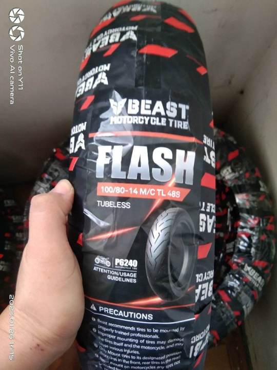 BEAST FLASH TUBELESS TIRE 100X80X14 | Lazada PH